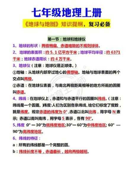 七年级地理知识点总结_地球与地图怎么学-第1张图片-山城妙识 七年级地理知识点总结_地球与地图怎么学-第1张图片-山城妙识