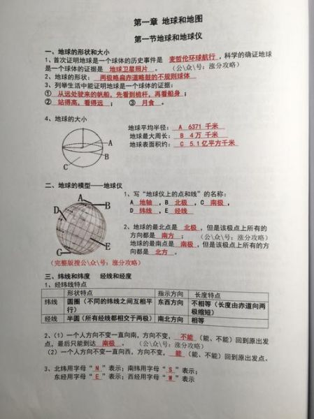 七年级上册地理笔记怎么记_地球和地图重点整理-第2张图片-山城妙识