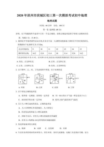 滨州中考地理考什么_滨州地理必背知识点-第1张图片-山城妙识