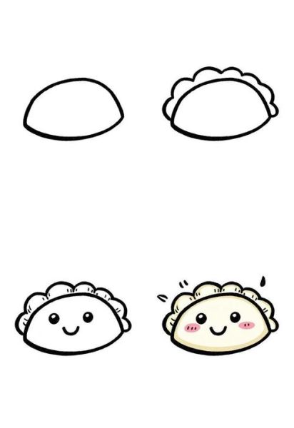 饺子简笔画怎么画_饺子简笔画步骤图-第3张图片-山城妙识 饺子简笔画怎么画_饺子简笔画步骤图-第3张图片-山城妙识