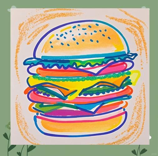 汉堡包简笔画彩色怎么画_彩色汉堡包简笔画教程-第1张图片-山城妙识 汉堡包简笔画彩色怎么画_彩色汉堡包简笔画教程-第1张图片-山城妙识